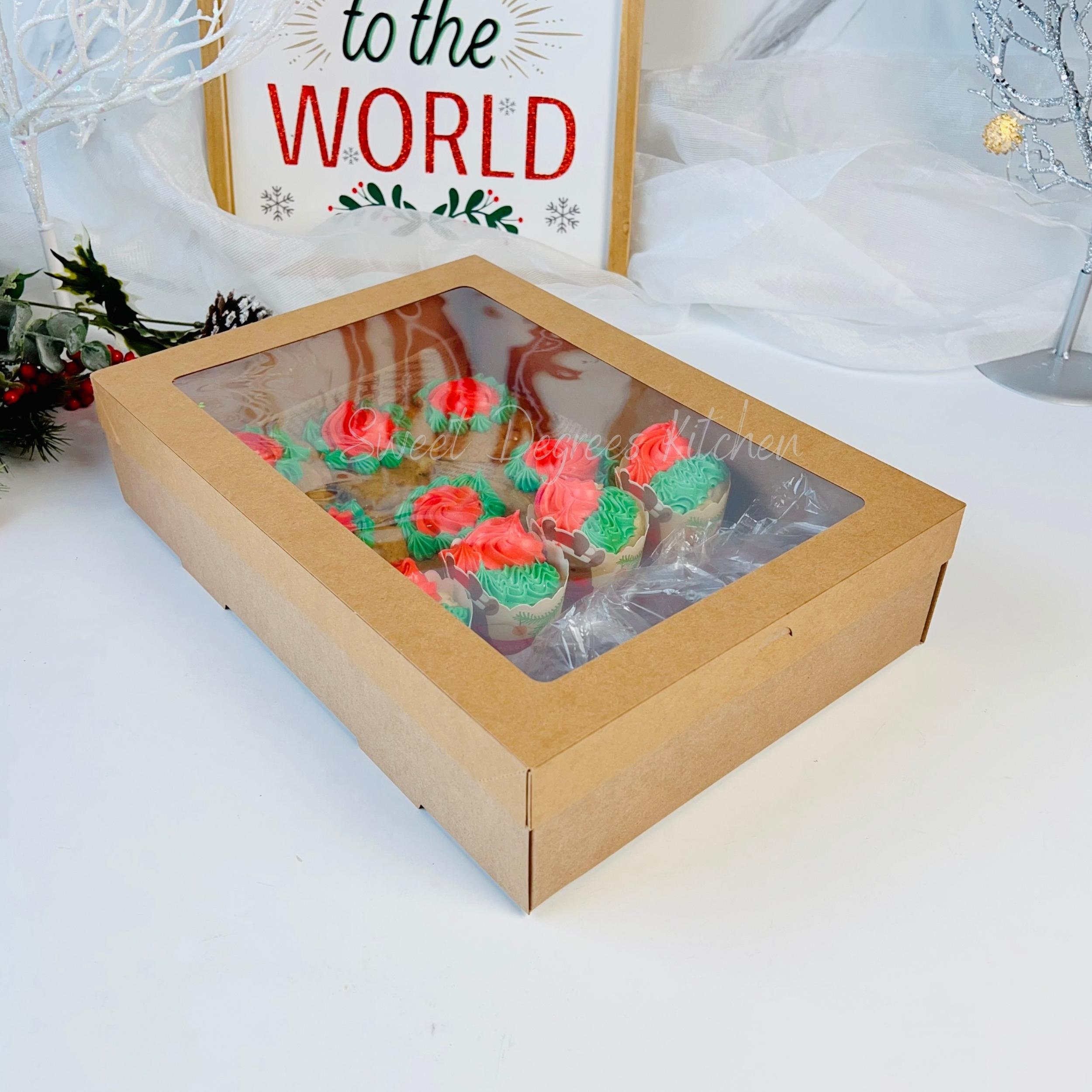 5 Large Christmas Cookie Boxes and Ribbon, Christmas Gift Boxes, Bakery ...