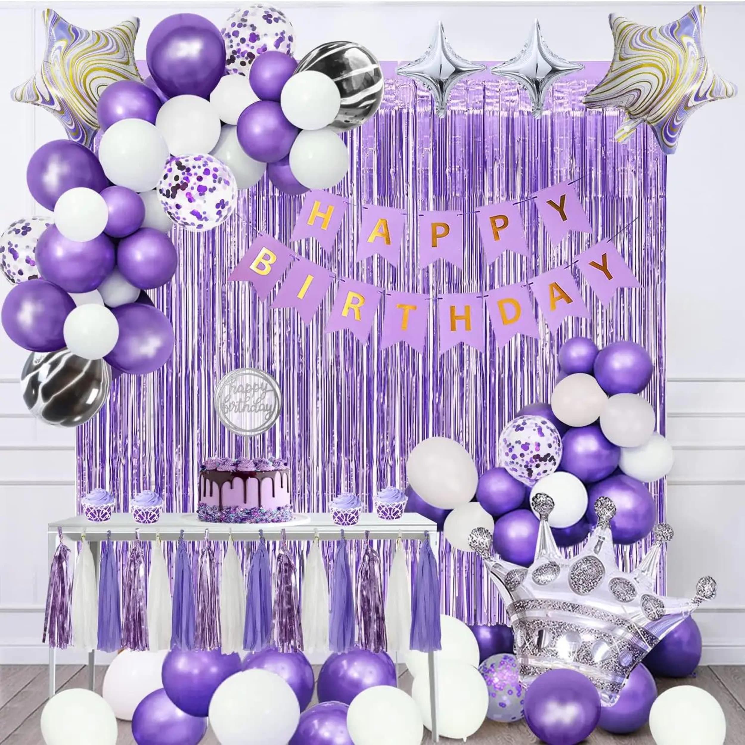 Happy Birthday Party Balloons Decoration With Backdrop Banner, Gold ...