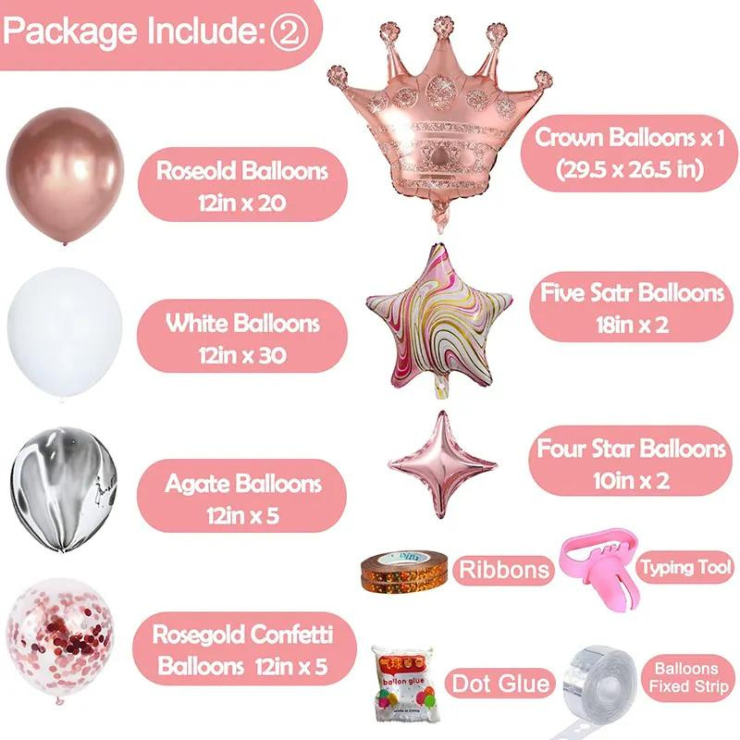 Happy Birthday Party Balloons Decoration With Backdrop Banner, Pink ...