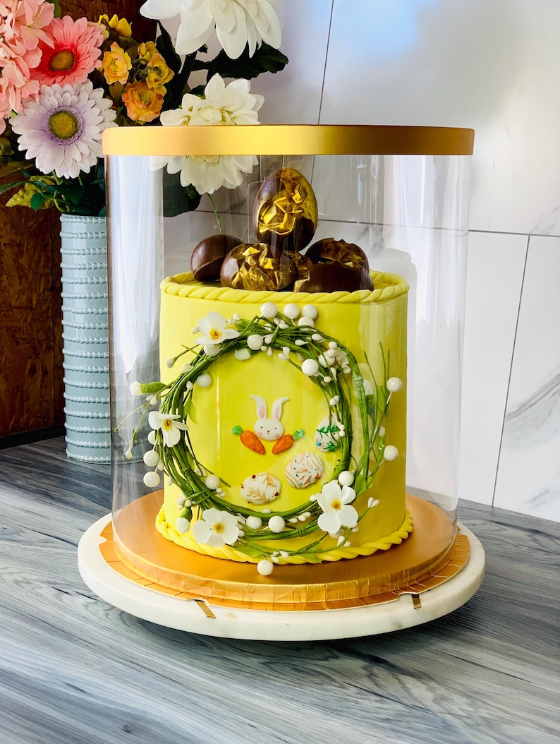 Gold Tall Clear Cake Box, 11.75 Inch Round X 13.5" High, Transparent ...