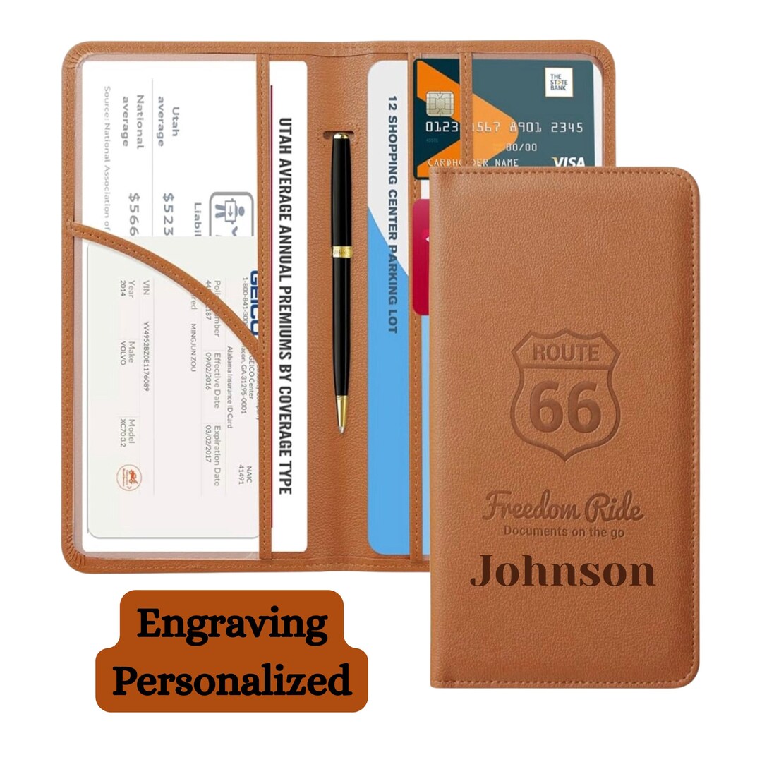 Personalized Leather Car Registration and Insurance Card Holder ...