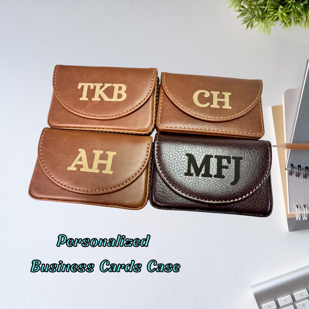 Leather Business Card Case, Personalized Magnetic Travel Business Cards ...