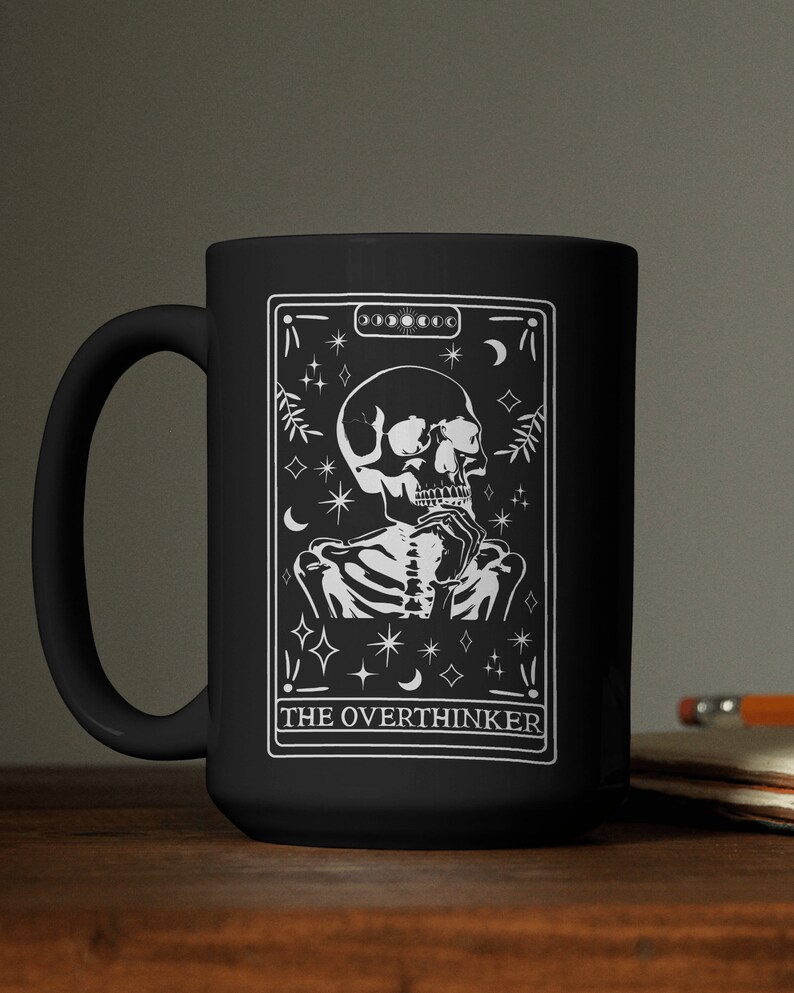 The Overthinker | 11oz Black Ceramic Tarot Card Mug - Etsy