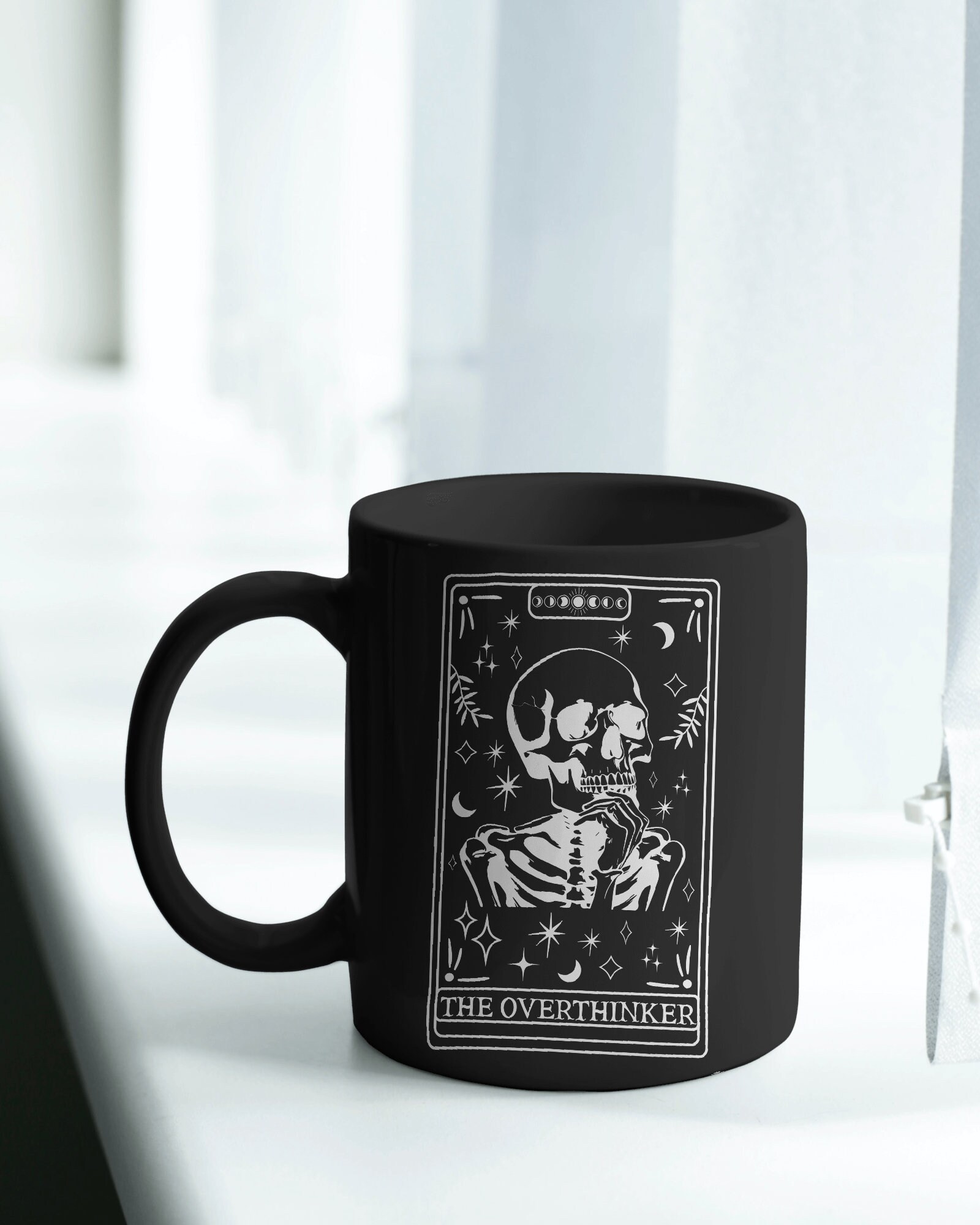The Overthinker | 11oz Black Ceramic Tarot Card Mug - Etsy