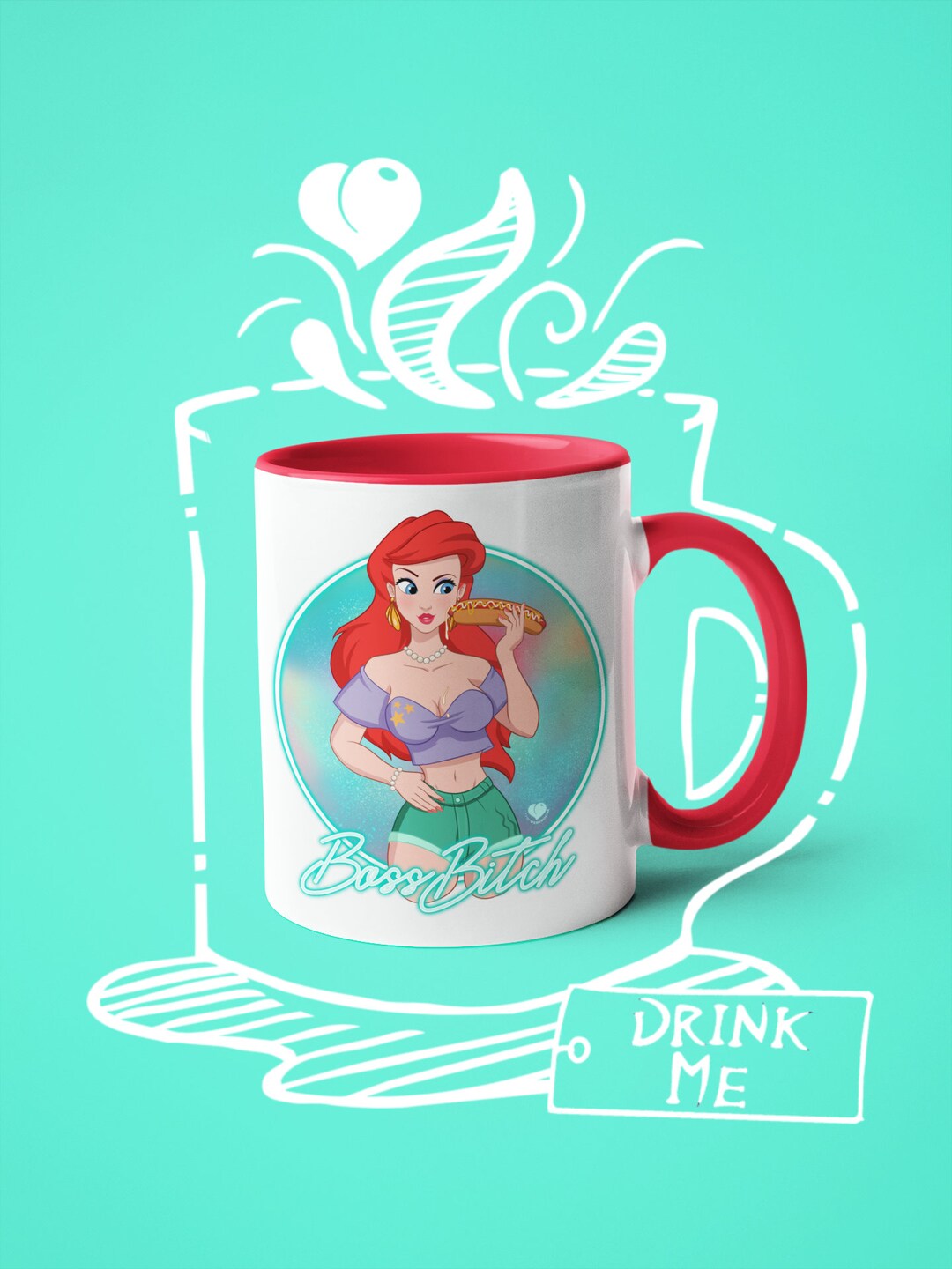 Coffee Mug Ariel Boss Bitch, Disney Princesses, Parody Illustration ...