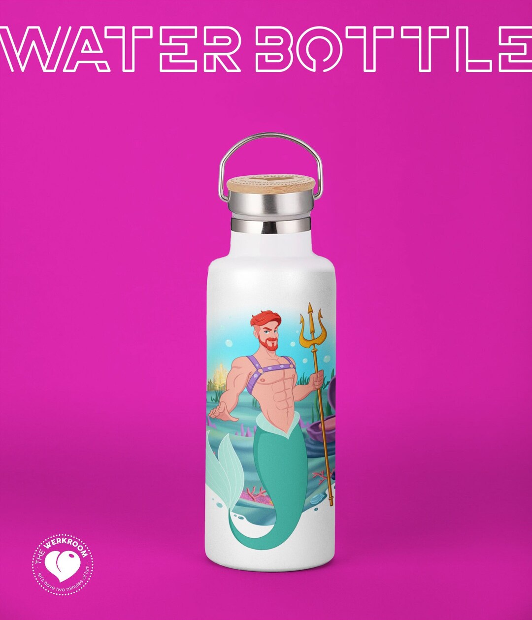 Water Bottle Merman Harness Special Edition, Gay Mermaid, Queer Artwork ...