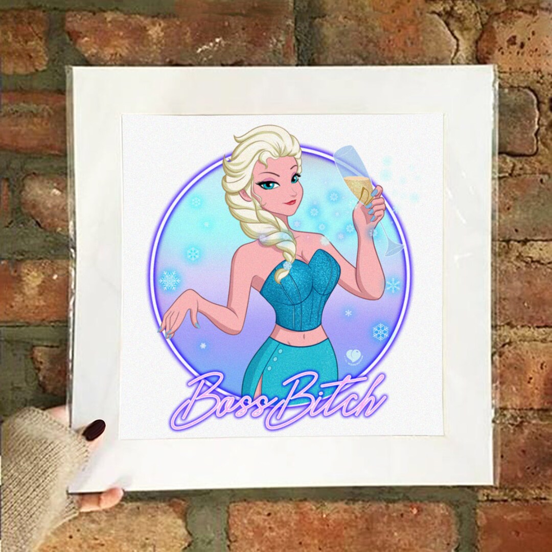 Matted Poster Elsa Boss Bitch, Disney Princesses, Parody Illustration ...