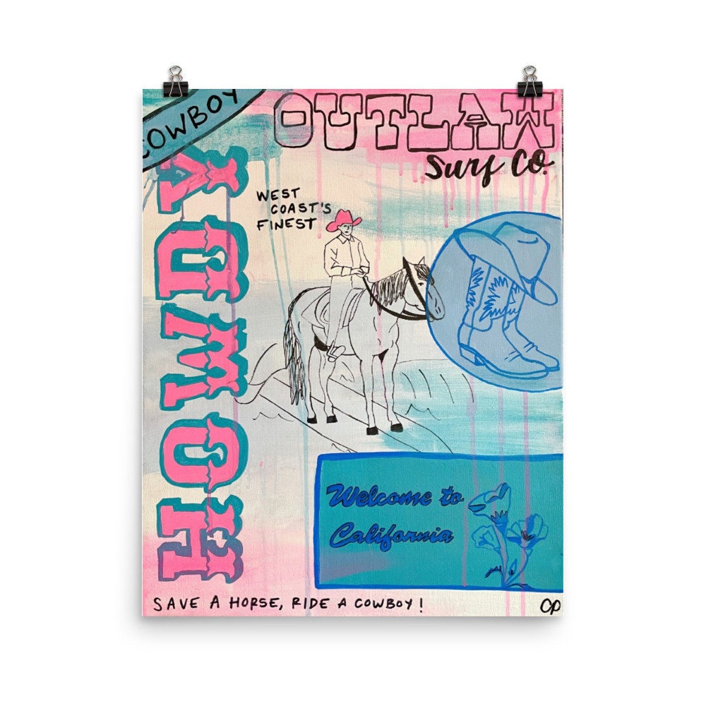 Surf Cowboy Poster - Etsy