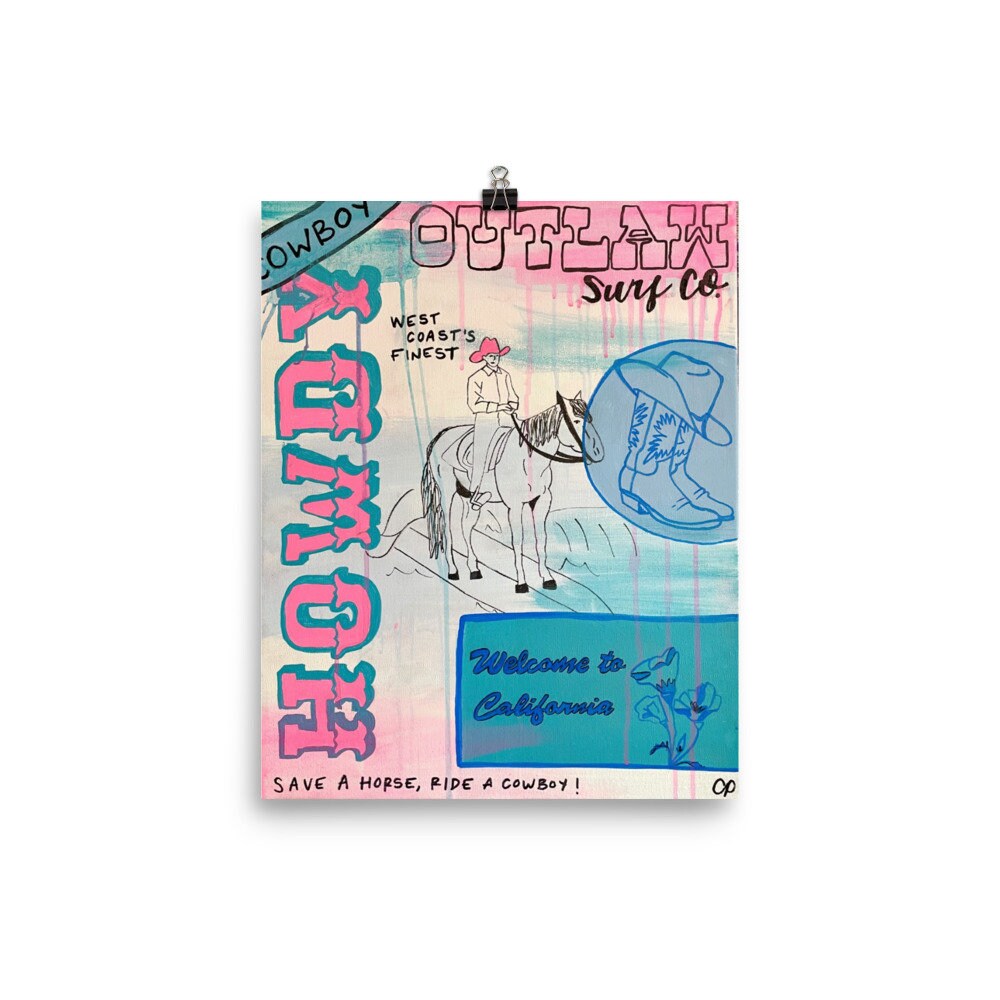 Surf Cowboy Poster - Etsy