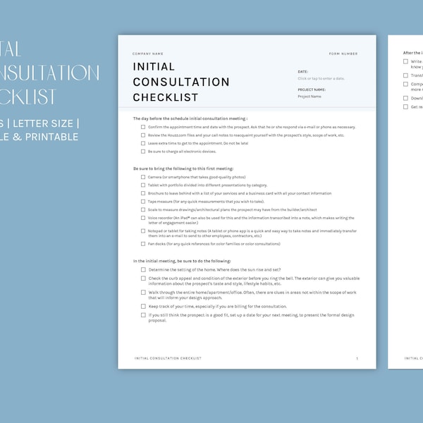 Checklist Template Interior Design Template - Etsy