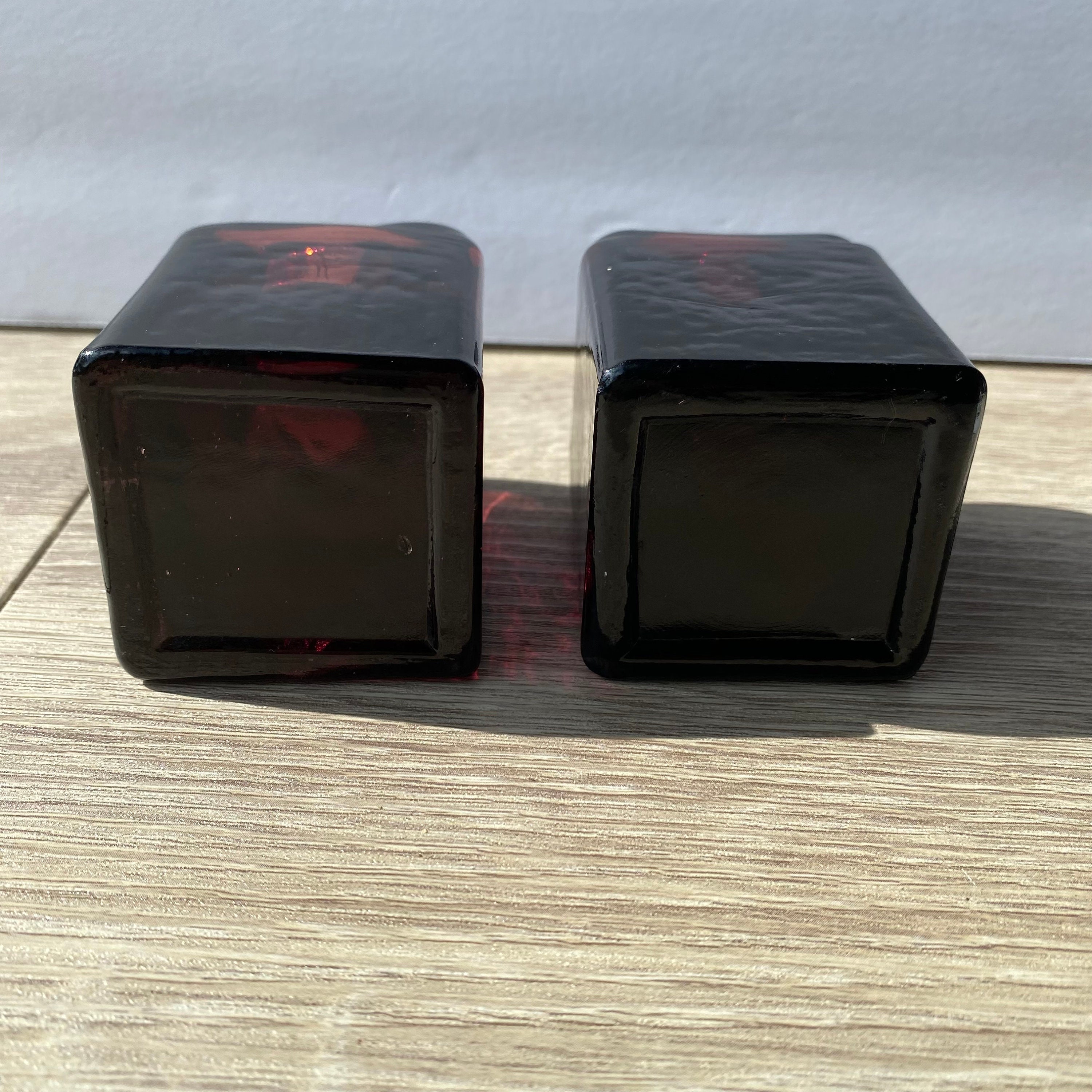 Vintage Blenko Glass Amethyst Ice Cube Candlestick Holders - Etsy