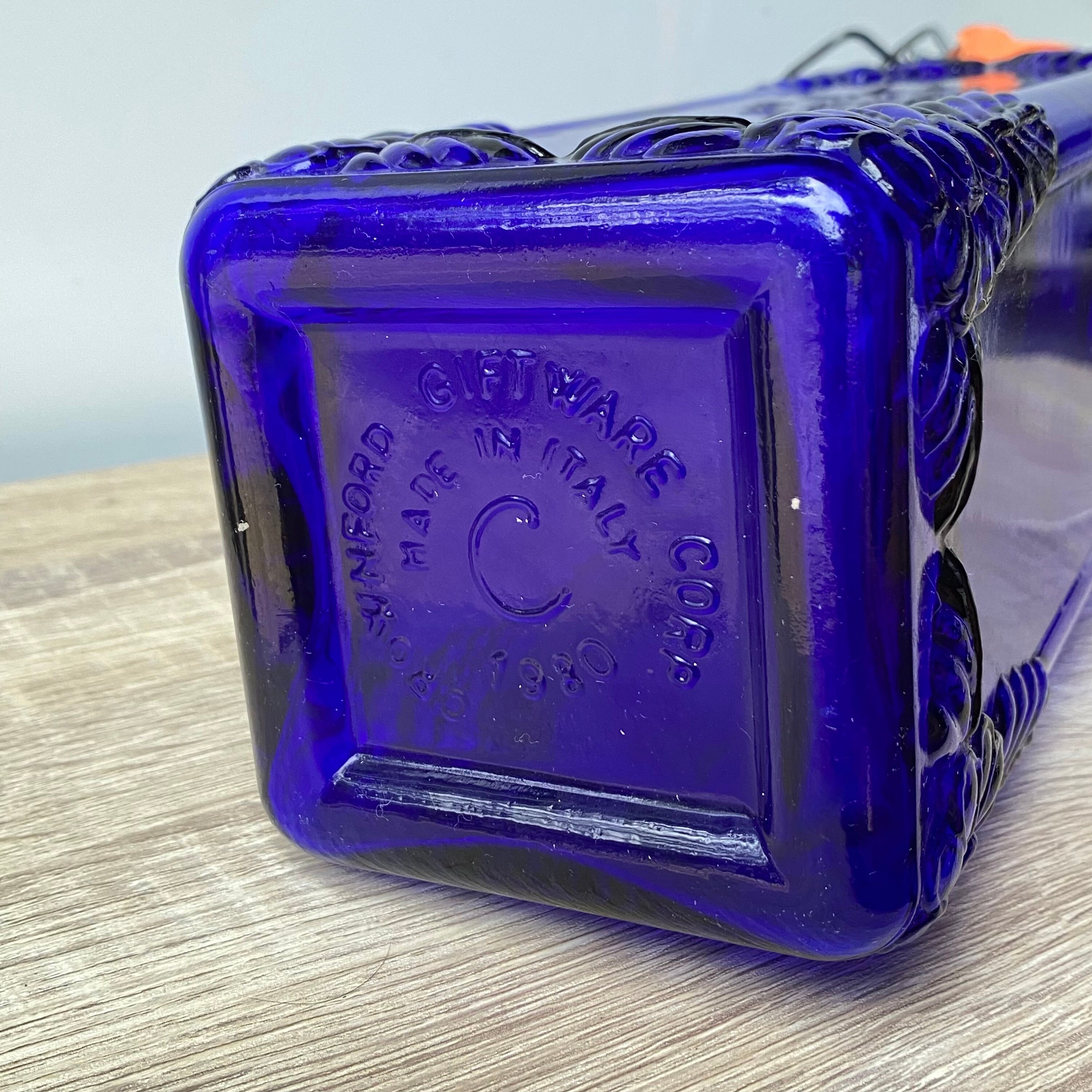 Vintage Glass Cobalt Blue Sweet Shop Jar, Large Heavy Kitchen Storage ...