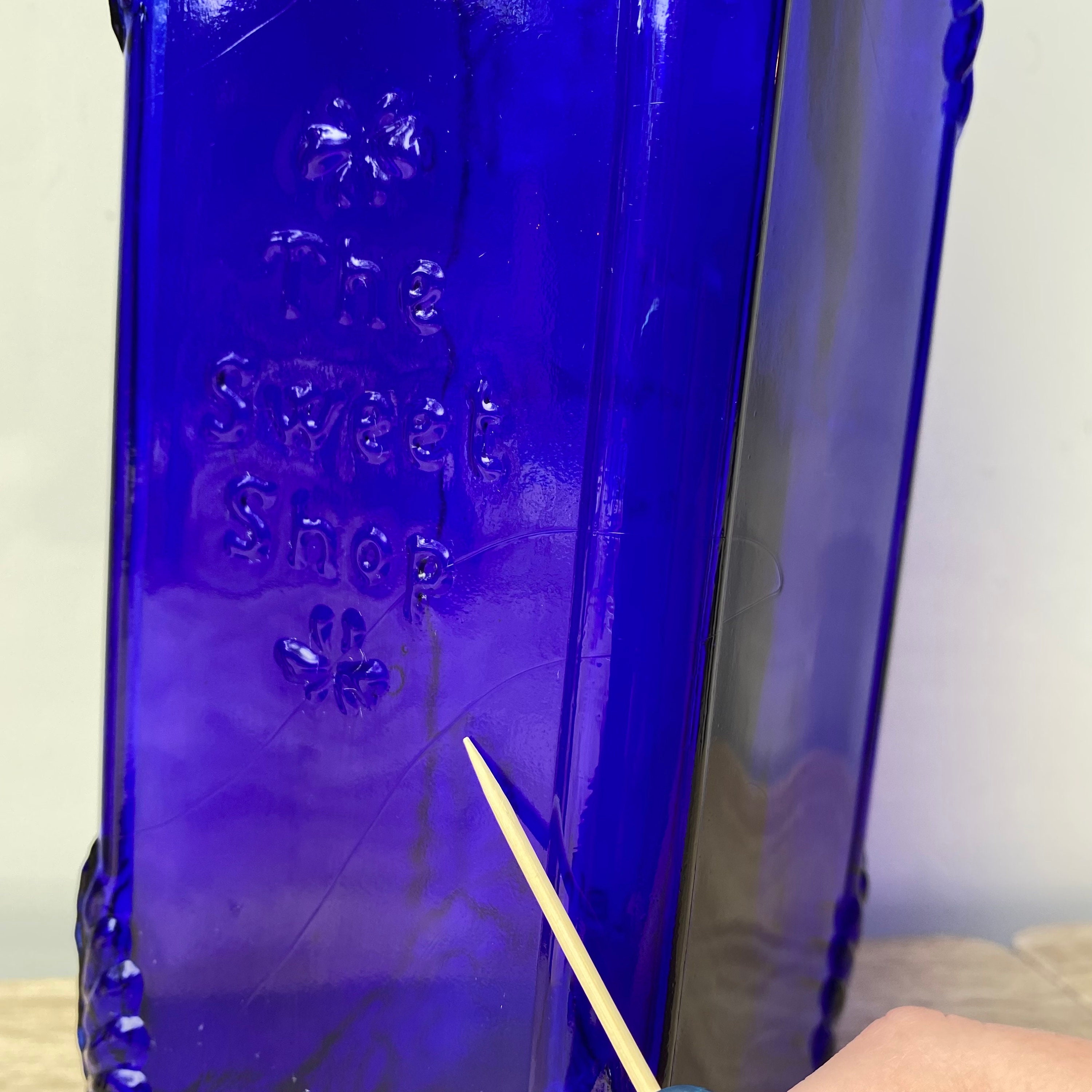Vintage Glass Cobalt Blue Sweet Shop Jar, Large Heavy Kitchen Storage ...