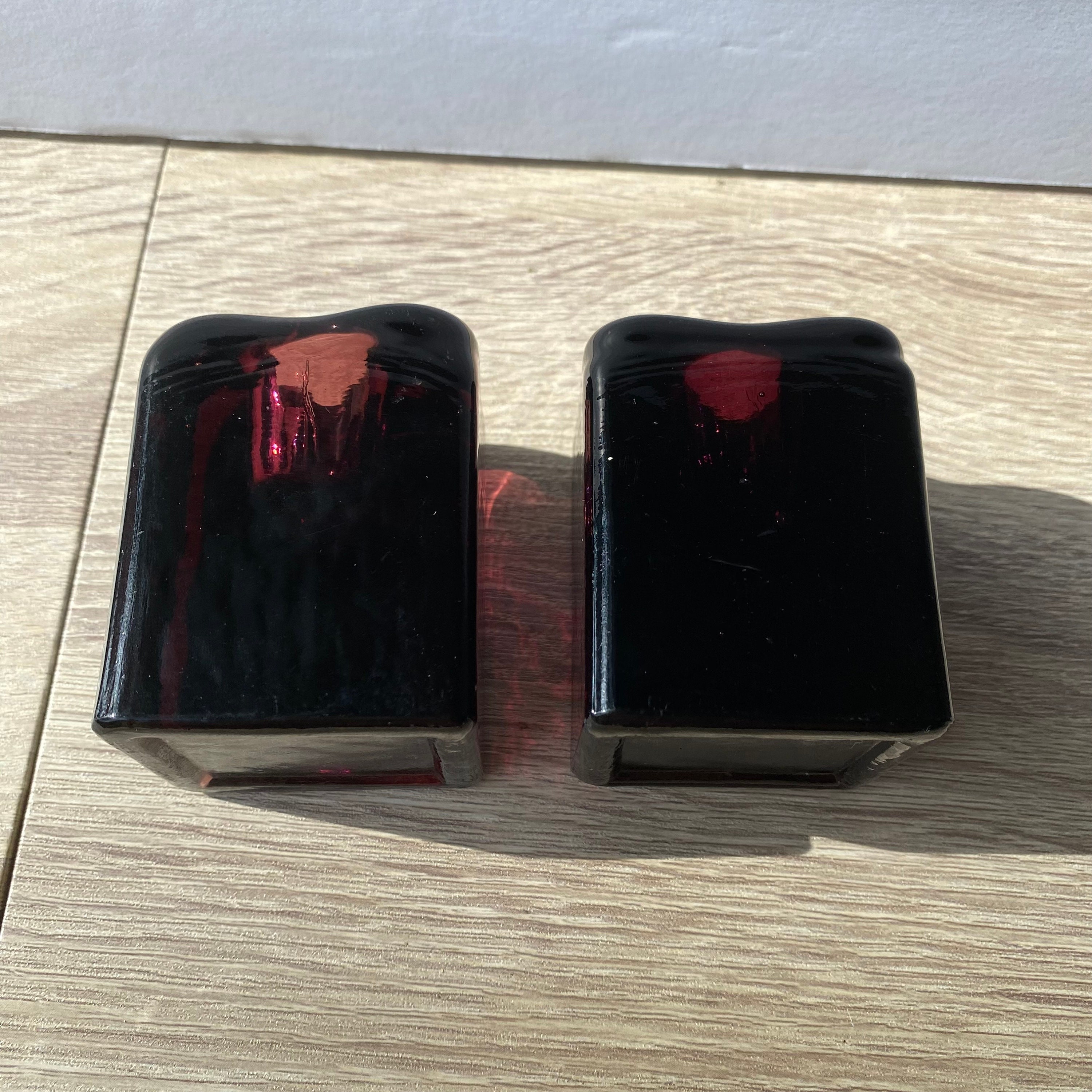 Vintage Blenko Glass Amethyst Ice Cube Candlestick Holders - Etsy