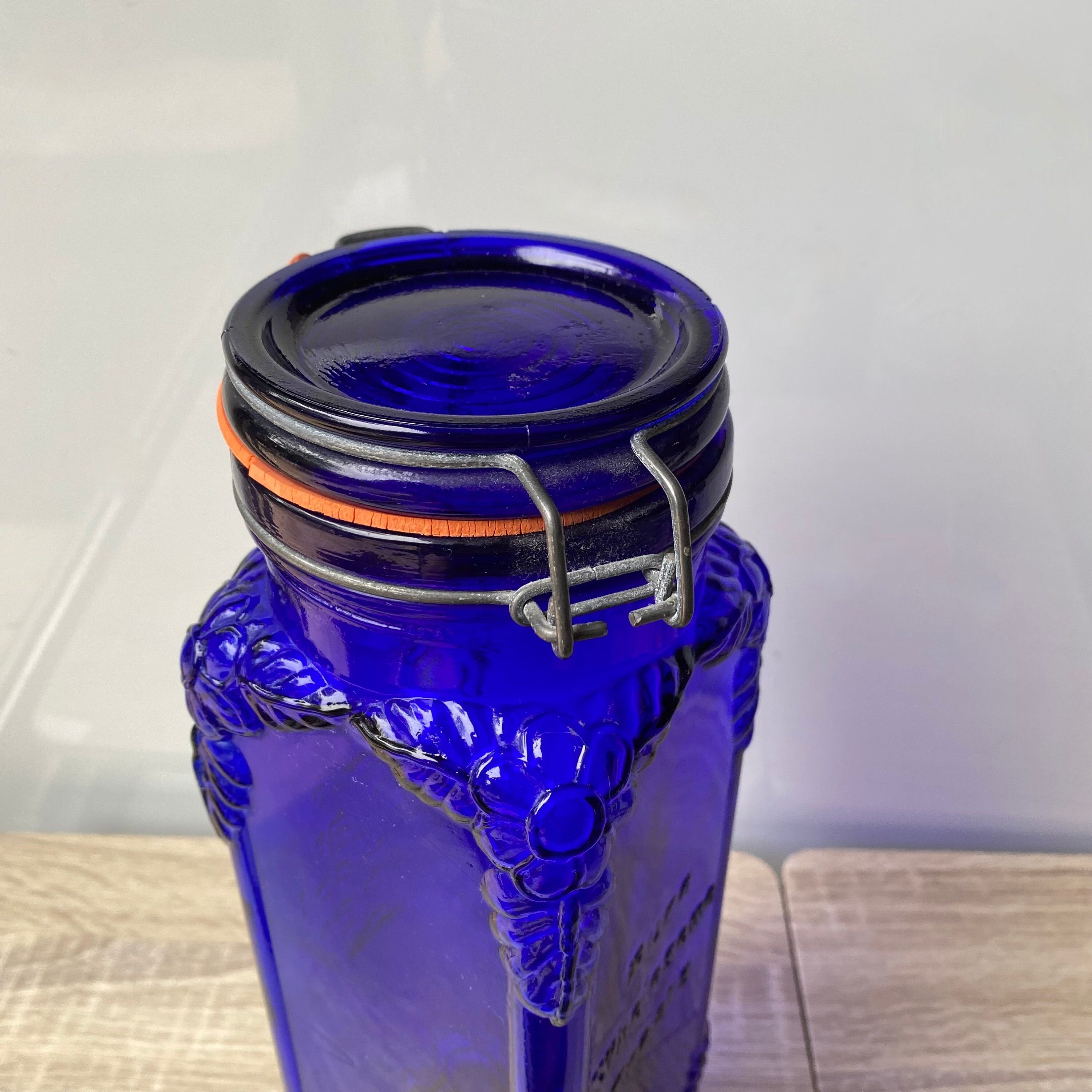 Vintage Glass Cobalt Blue Sweet Shop Jar, Large Heavy Kitchen Storage ...