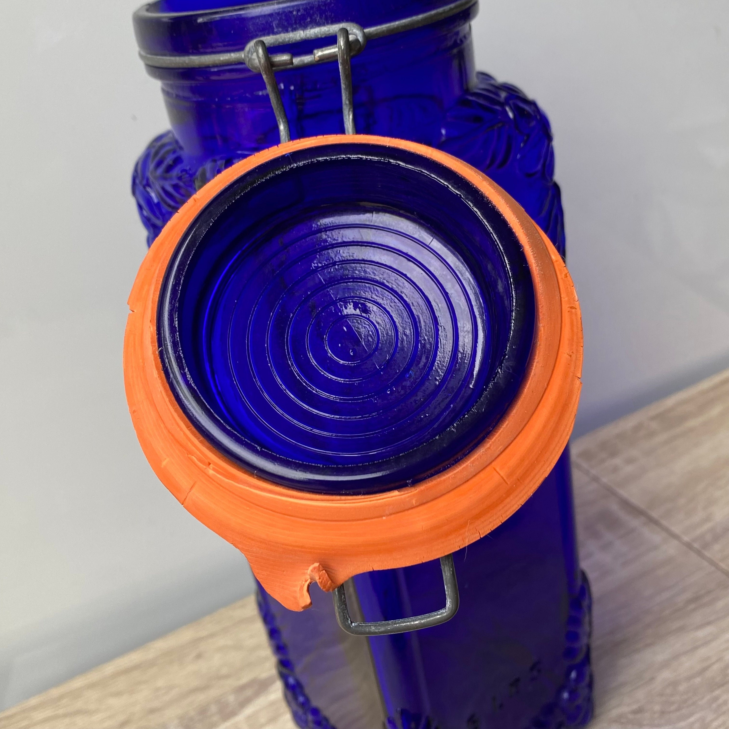 Vintage Glass Cobalt Blue Sweet Shop Jar, Large Heavy Kitchen Storage ...