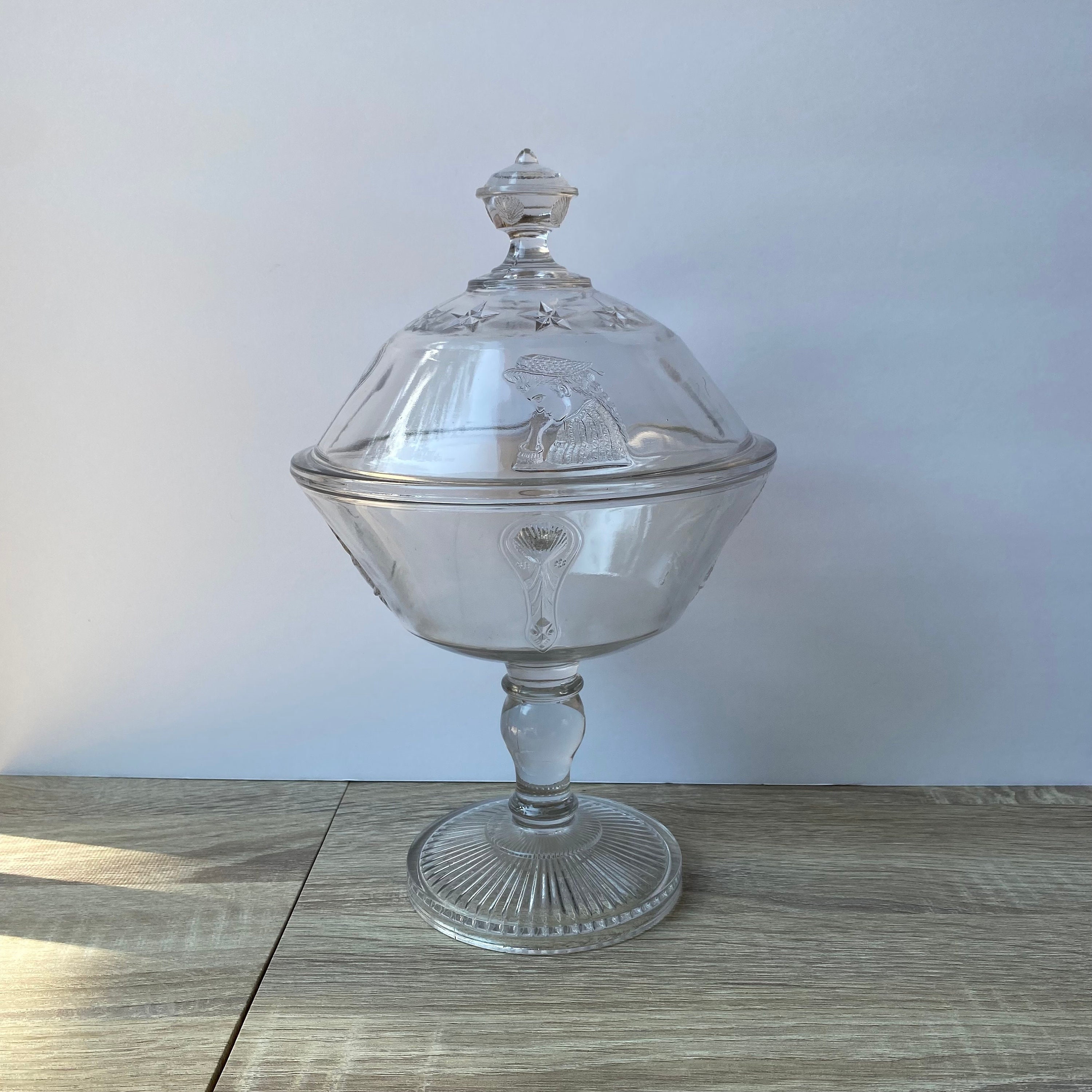 Antique EAPG Adams 1800s Lidded Compote Featuring Opera Actresses ...