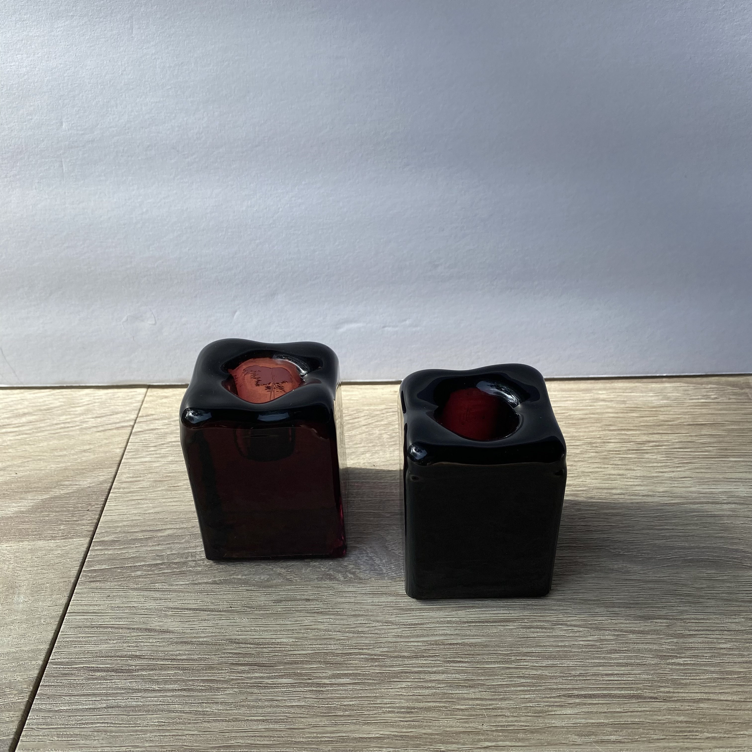 Vintage Blenko Glass Amethyst Ice Cube Candlestick Holders - Etsy