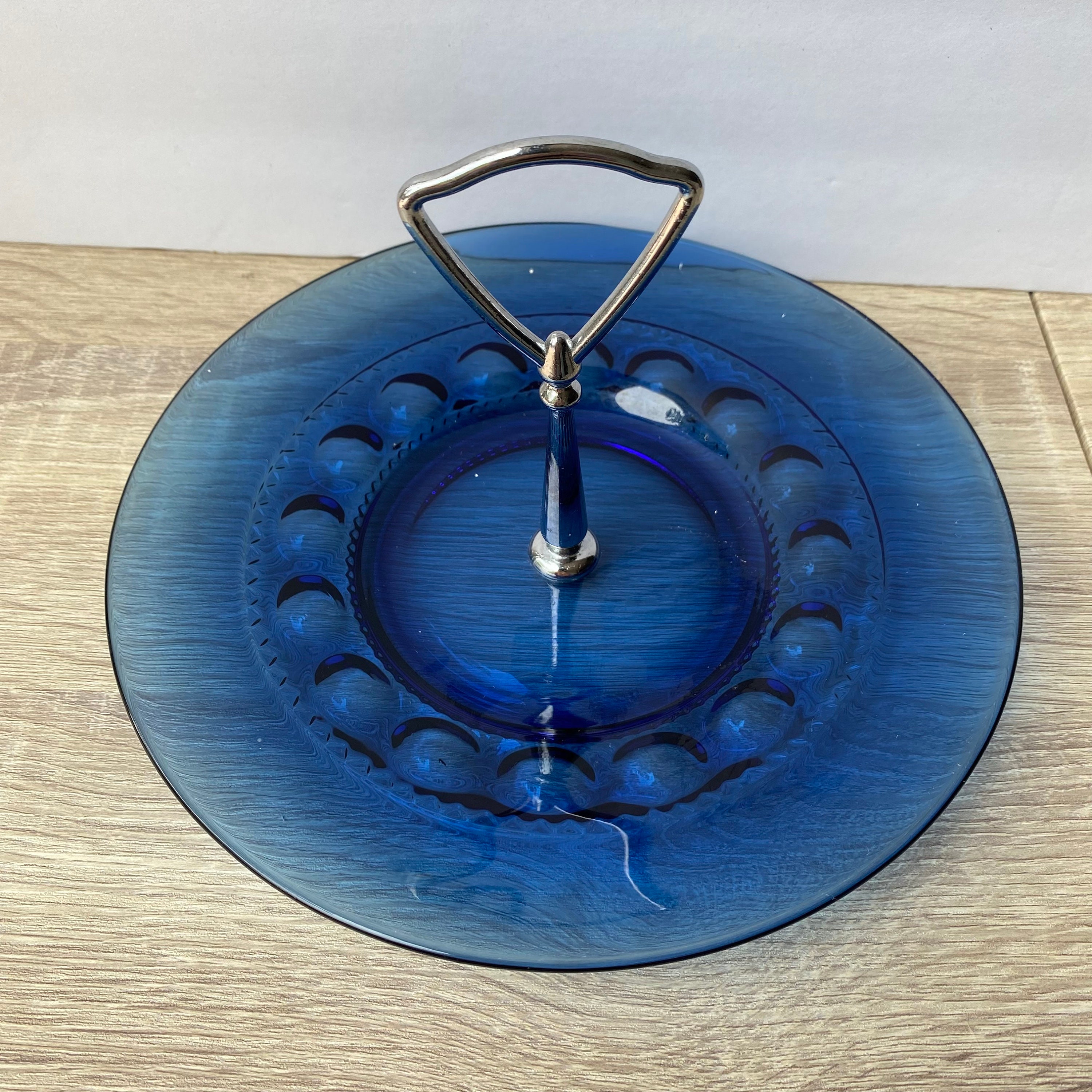 Vintage Tiara Glass Kings Crown Imperial Blue Tidbit Tray or - Etsy