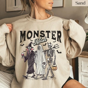 Retro Monster Mash Sweatshirt Vintage Halloween Hoodie Cute Ghost ...
