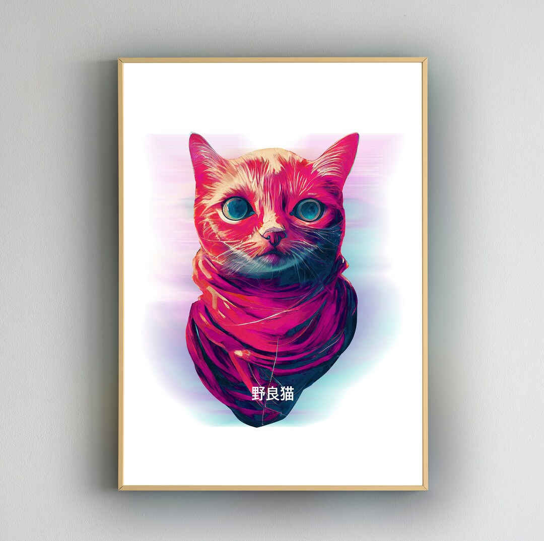 Stray Video Game Inspired Poster, Stray Game Cat Portrait, Cat Video ...