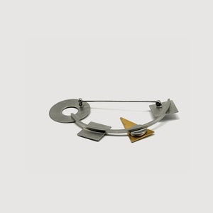 Brooch「 Modernist Shapes Circle Square Silver Gold Triangle 」 - Etsy