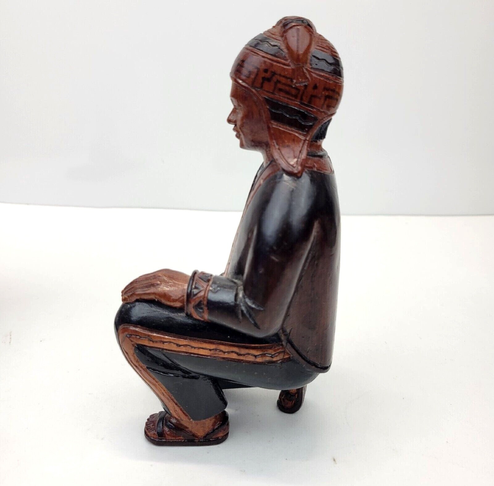Vintage Carved Wood Statue Aymara Peru Man Figurine Sculpture Andes ...