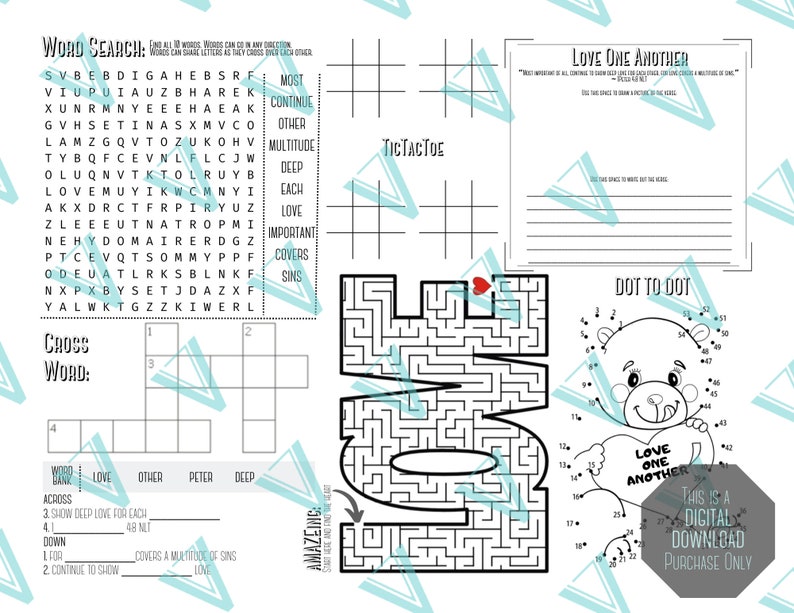 Love One Another - Kids Printable Coloring Bulletin - Etsy