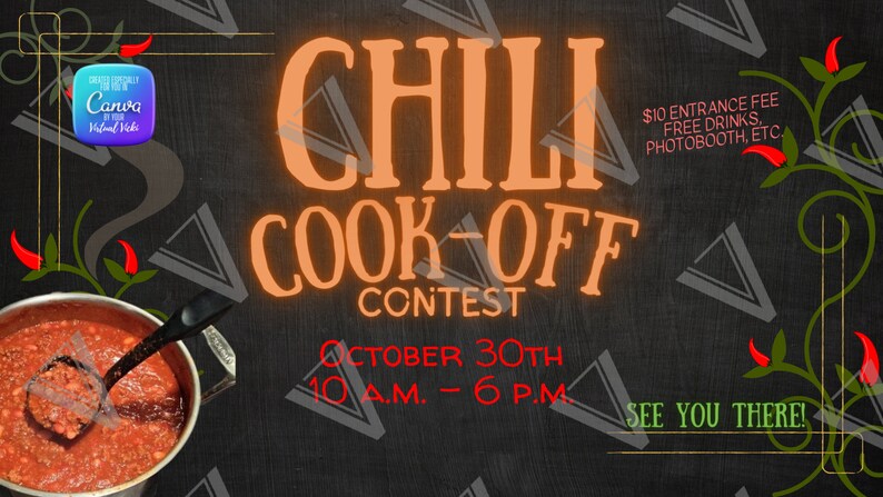 Editable Chili Cook-off Flyer Invitation Canva Template - Etsy