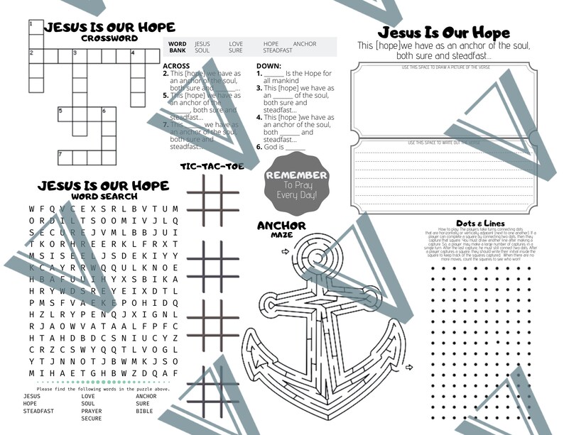 Hope/anchor - Kids Printable Coloring Bulletin - Etsy