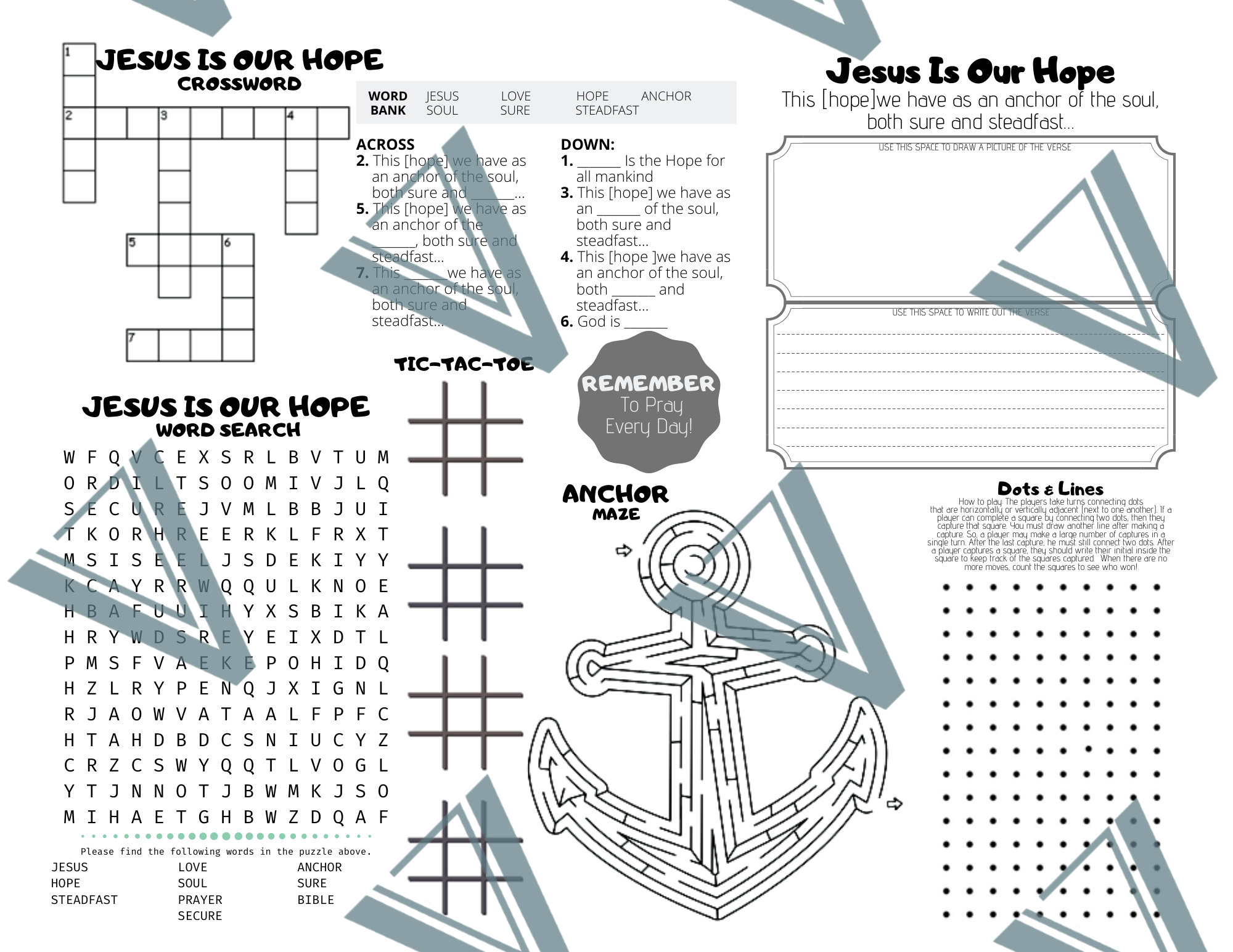 Hope/anchor - Kids Printable Coloring Bulletin - Etsy