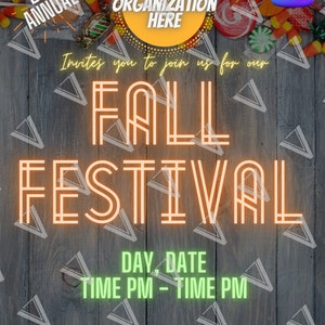 Editable Fall Festival Flyer Invitation & Matching Facebook Event Cover ...