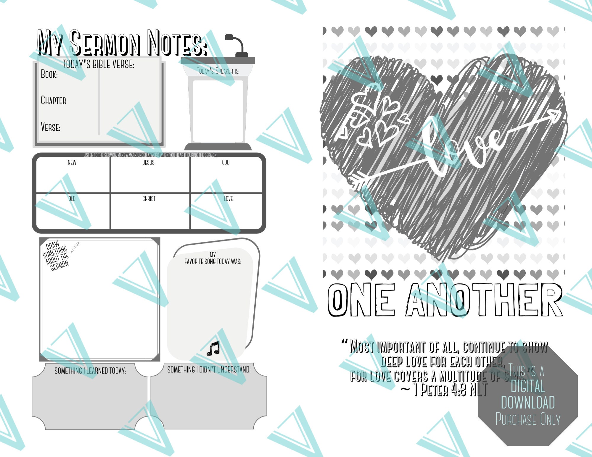 Love One Another - Kids Printable Coloring Bulletin - Etsy