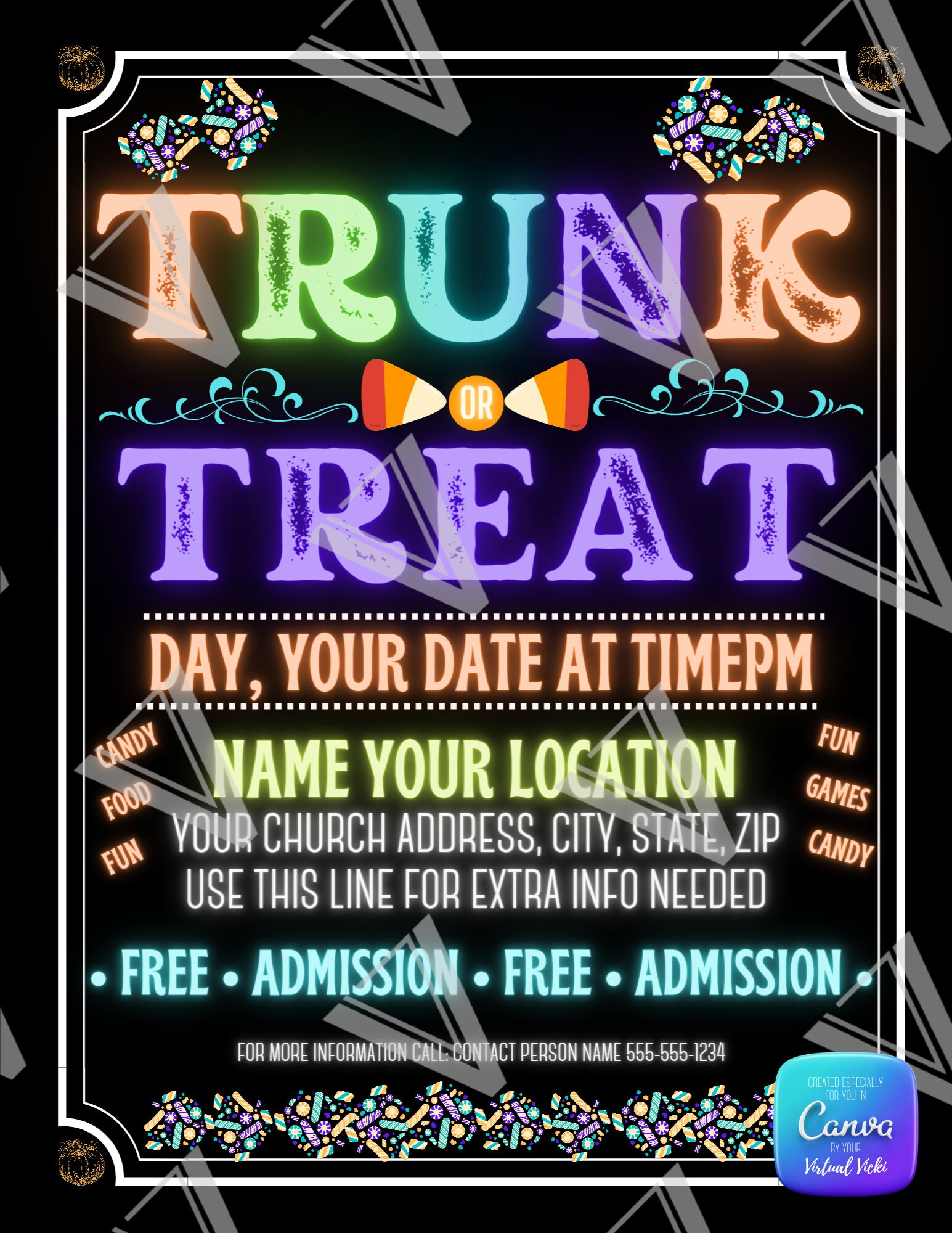 Editable Trunk or Treat Flyer Invitation Design Canva Template - Etsy