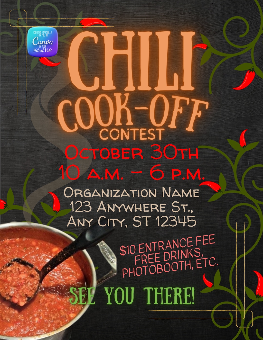Editable Chili Cook-off Flyer Invitation Canva Template - Etsy
