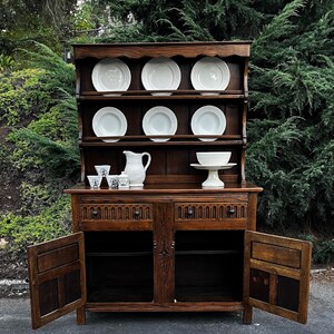 Antique English Hutch. Hand Carved. Solid Oak. Original Hardware. - Etsy