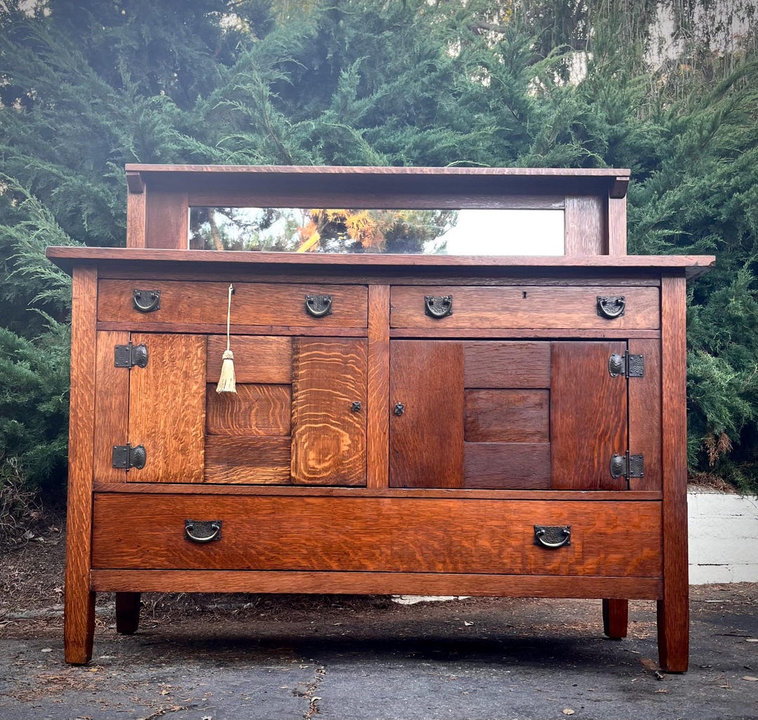 Antique Stickley Bros/quaint Furniture Co, 1902 Mission Sideboard With ...