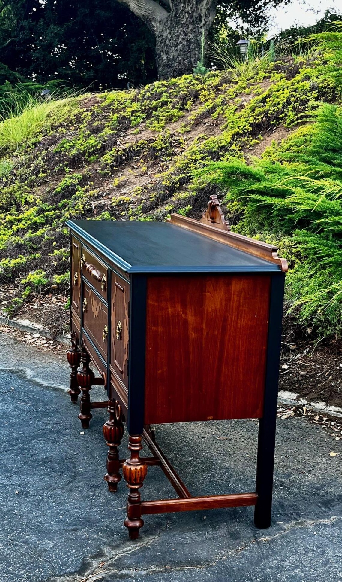 Vintage Jacobean Buffet With Black Accents. - Etsy