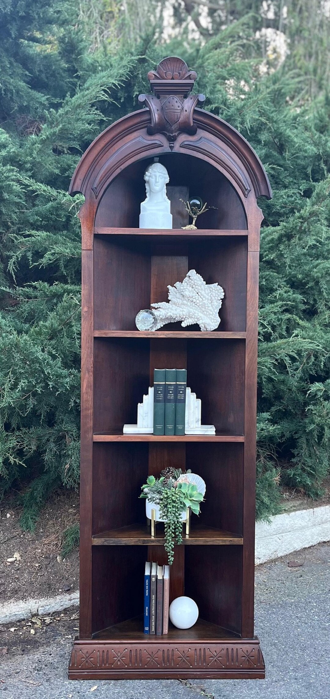 Antique Arched Corner Cabinet, Hand Carved, Solid Walnut, Exquisite Old ...