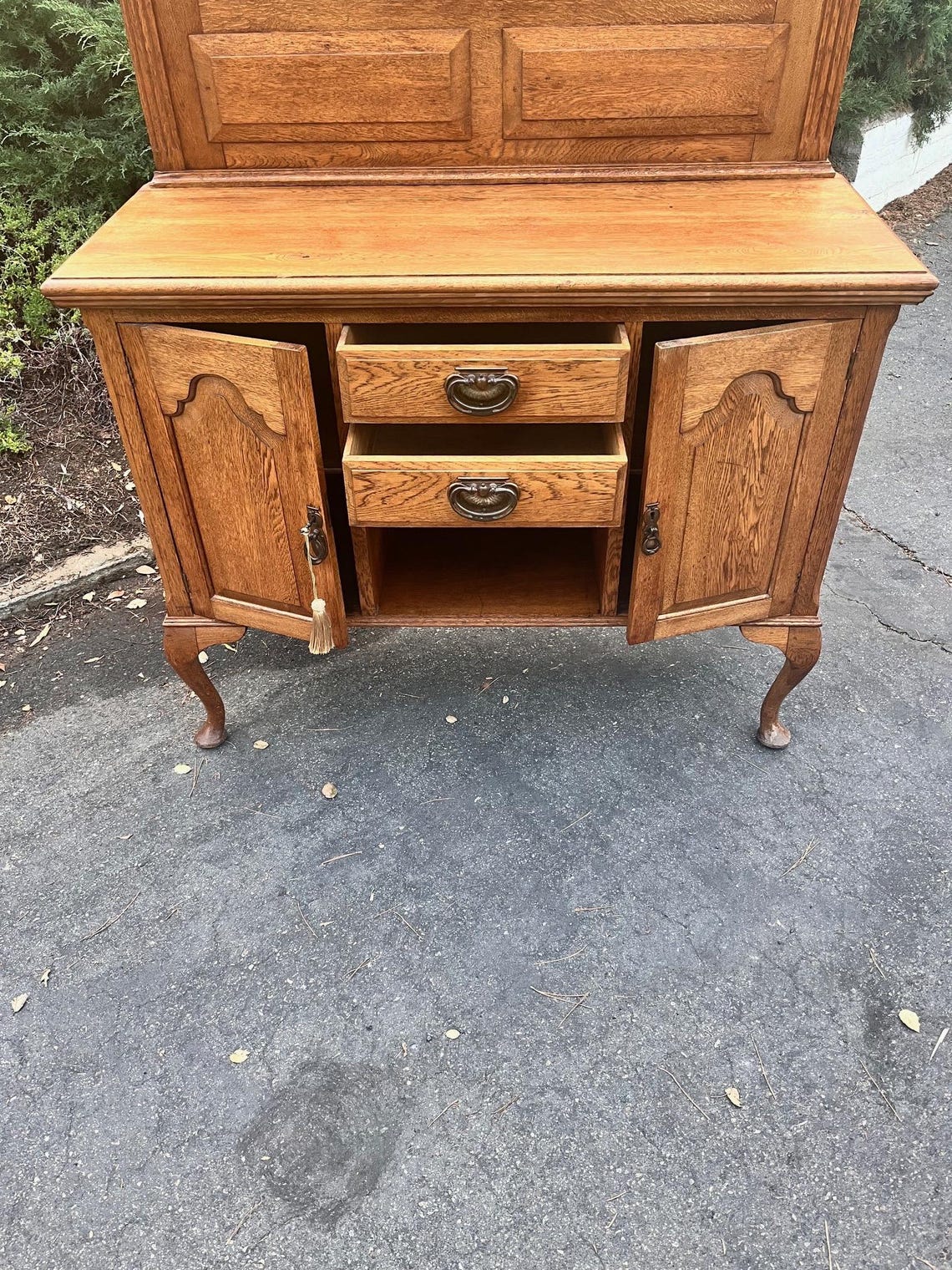 Antique Oak Victorian Buffet, Sideboard With Mirror and Working Key ...
