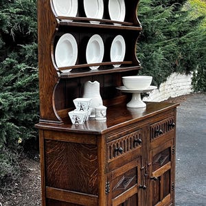 Antique English Hutch. Hand Carved. Solid Oak. Original Hardware. - Etsy