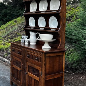 Antique English Hutch. Hand Carved. Solid Oak. Original Hardware. - Etsy