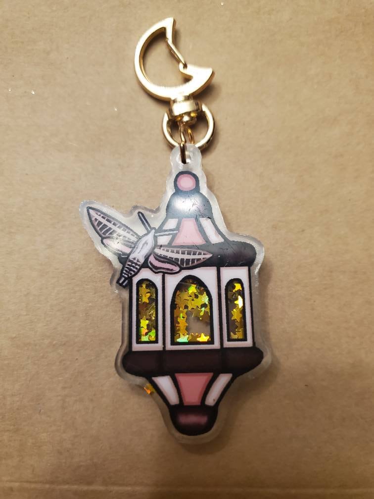Lantern Inspired Moth Glitter Shaker Acrylic Keychains - Etsy