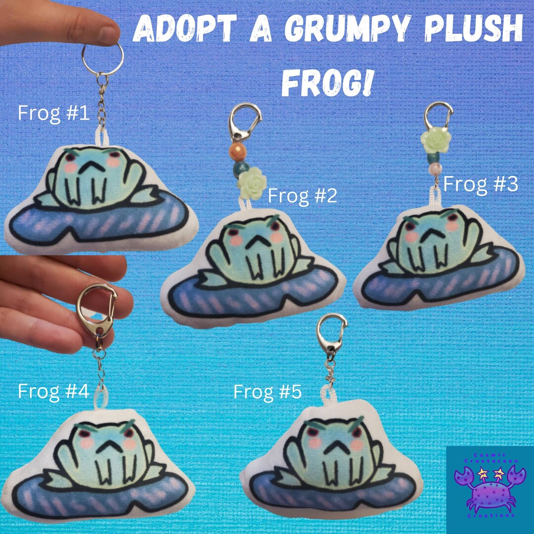 Adoptable Plush Grumpy Frog Keychains - Etsy