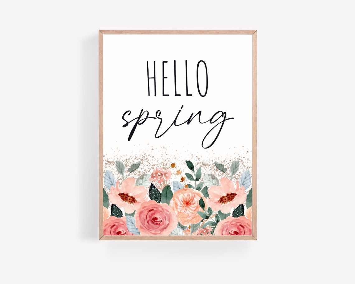 Hello Spring Print | Watercolor Flower Print | Botanical Print | Spring ...