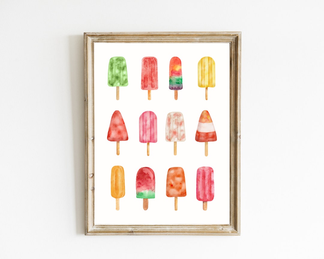 Popsicle Print Summer Popsicle Art Fun Summer Home Decor Watercolor ...