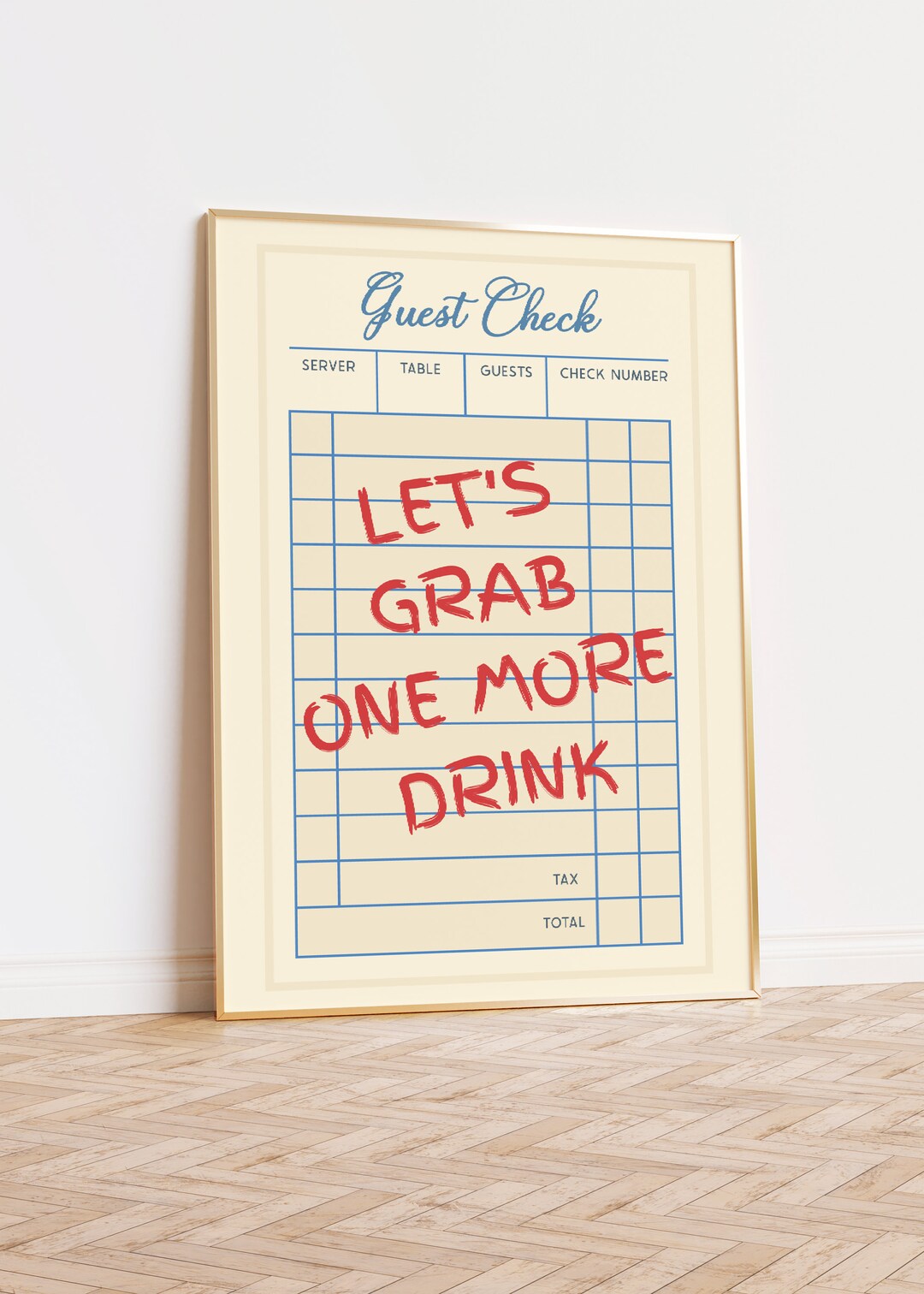 Guest Check Poster | Guest Check Print | Bar Cart Decor | Retro Guest ...