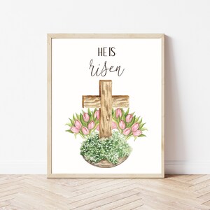 He is Risen Print | Easter Print | Watercolor Spring Decor | Christian ...