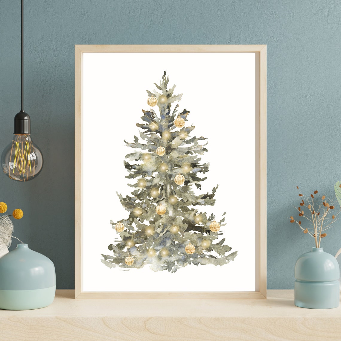 Christmas Tree Print | Christmas Printable Wall Art | Vintage Style ...