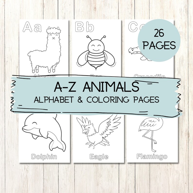 A-Z Animal Alphabet Coloring Pages Toddler & Preschool - Etsy